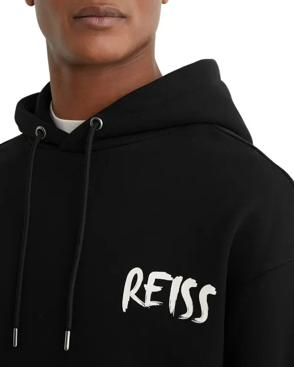 REISS Printed Cotton Hoodie
