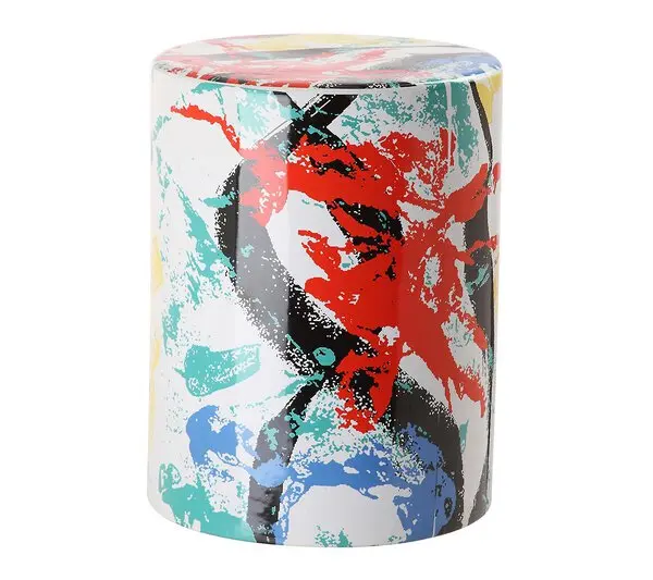 SAFAVIEH Kes Multicolor Garden Stool/decal Finish Val Erie - One-color