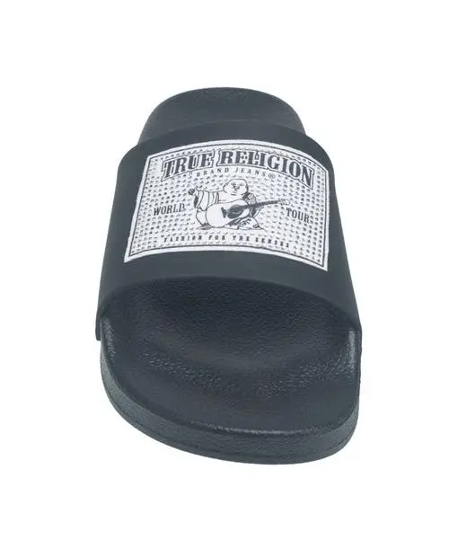 True Religion Kendra Embellished Pool Slide Sandals - Black