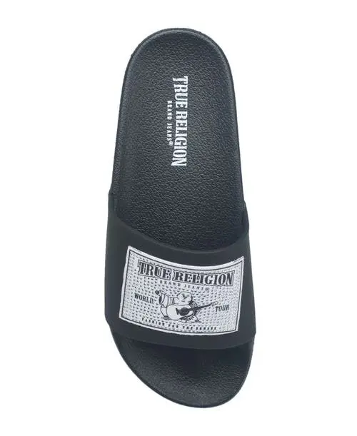 True Religion Kendra Embellished Pool Slide Sandals - Black