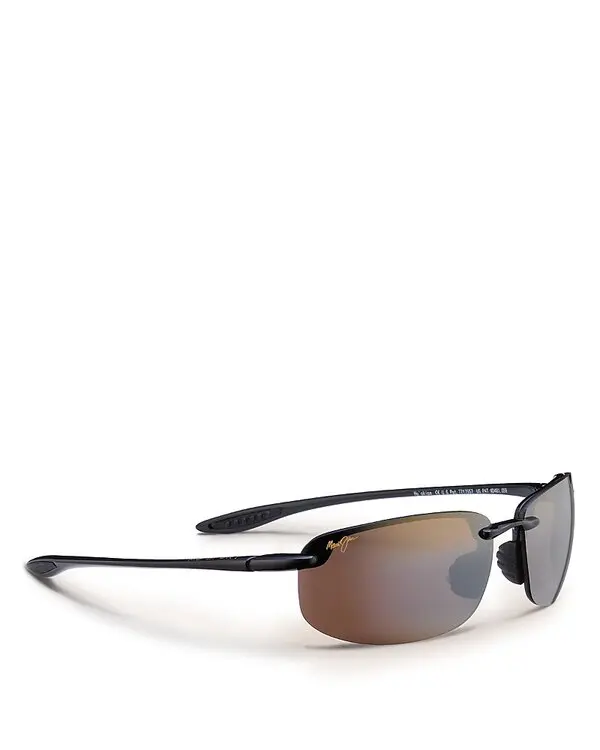 Maui Jim Hookipa Rimless Rectangular Sunglasses - Black/brown Polarized Solid