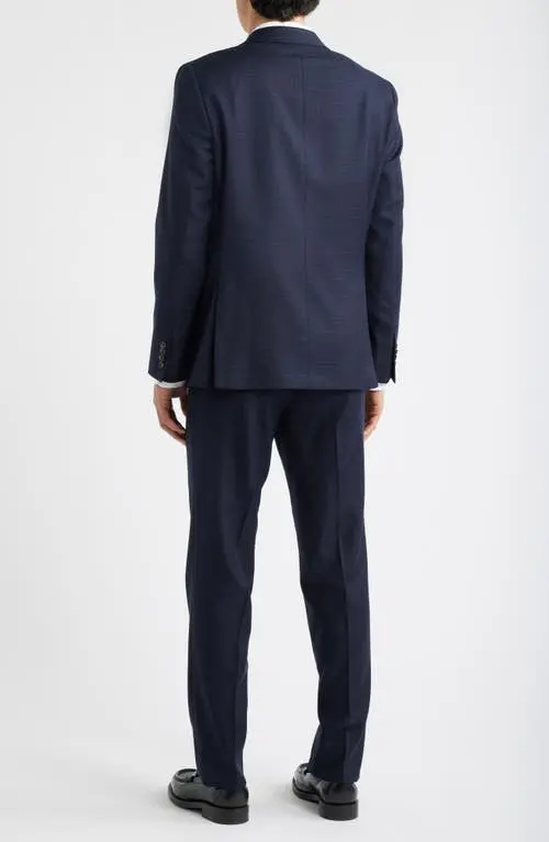 JACK VICTOR Engel Microcheck Peak Lapel Wool Suit - Navy