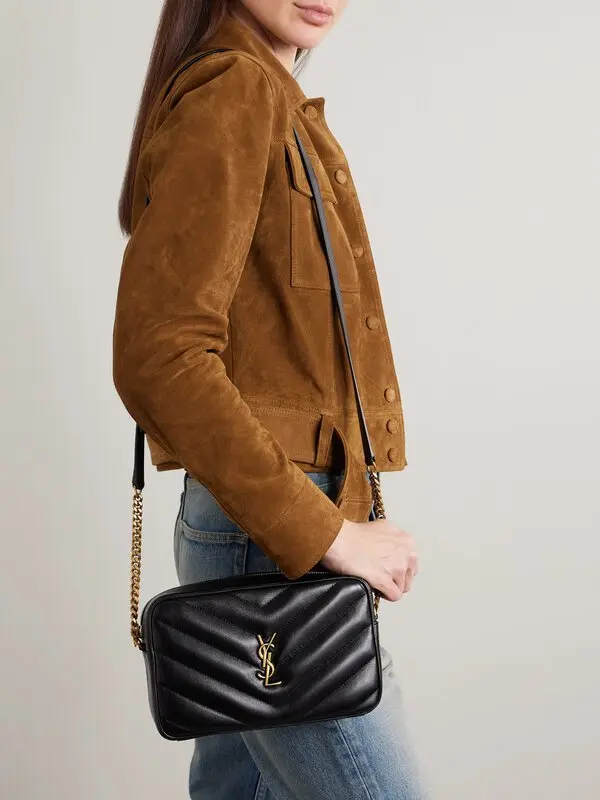 Saint Laurent Loulou Matelassé Textured-leather Shoulder Bag - Black