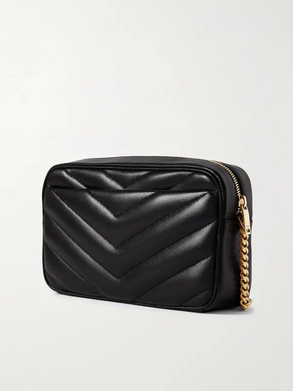 Saint Laurent Loulou Matelassé Textured-leather Shoulder Bag - Black