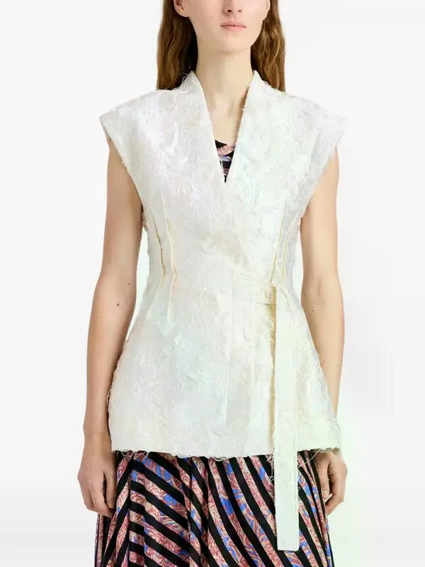 Proenza Schouler Cindle Jacquard Belted Gilet - Neutrals