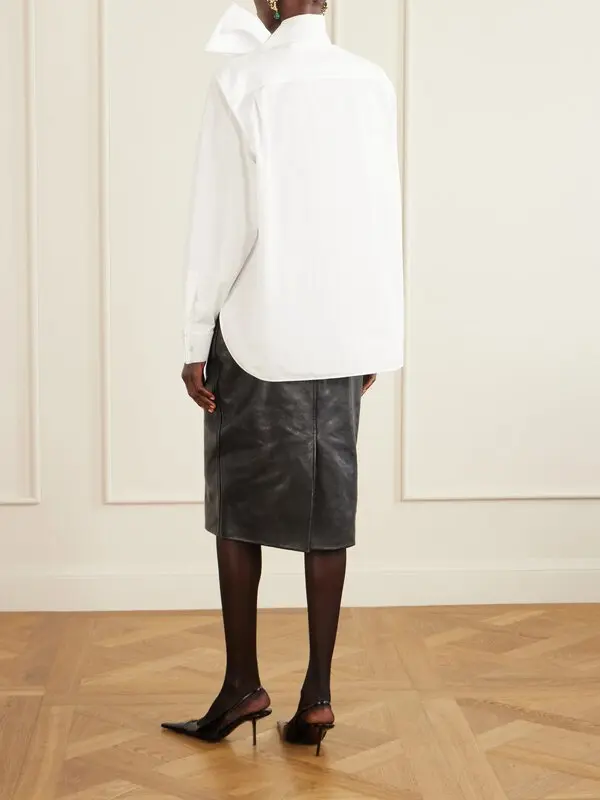 Saint Laurent Scarf Detailed Cotton-poplin Shirt - White