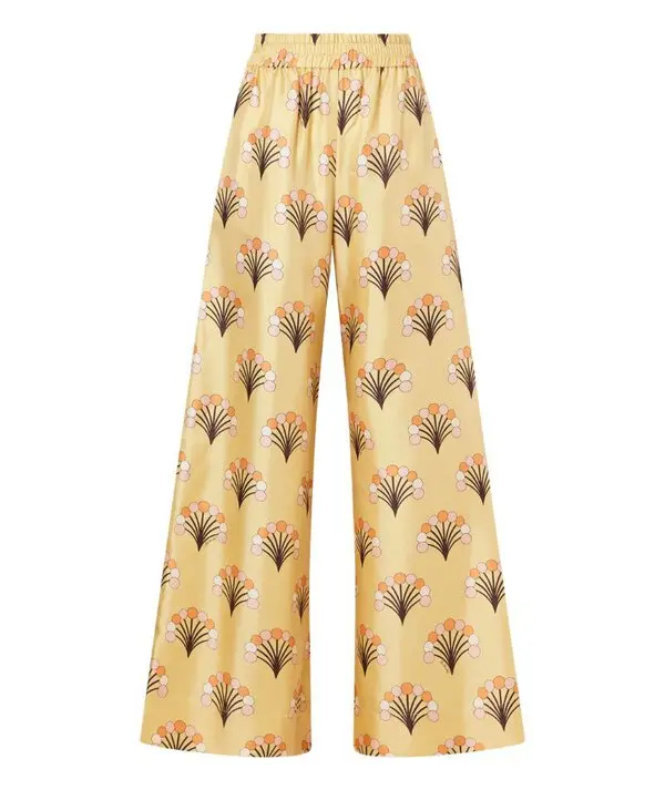 La DoubleJ Palazzo Printed Silk-twill Wide-leg Pants - Gold