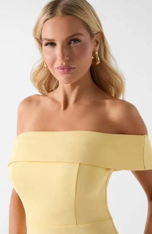 MARCIANO Andrea Off-the-shoulder Scuba Dress - Grated Lemon