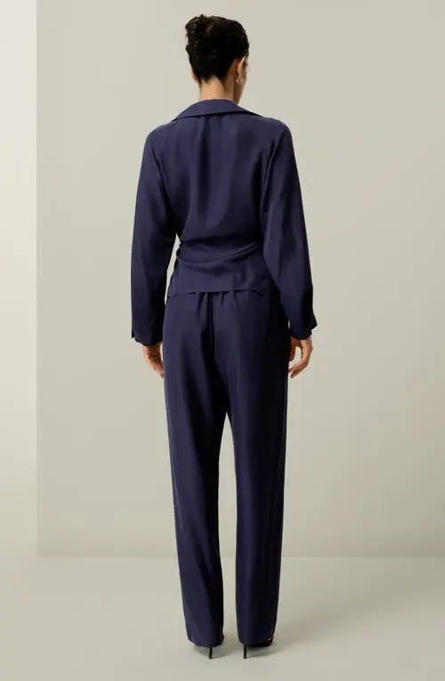 Lilysilk Multi-positional Silk Habotai Shirt - Blueberry