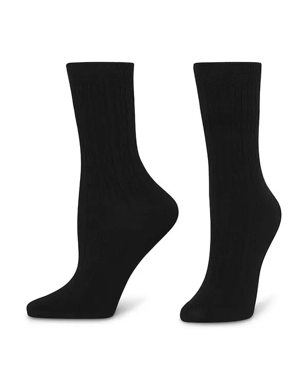 Hue Cable Crew Socks - Black
