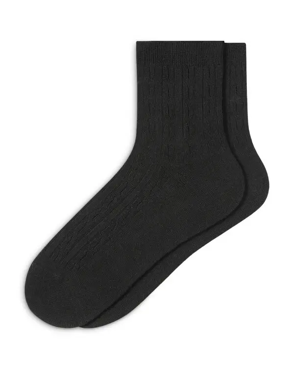 Hue Cable Crew Socks - Black