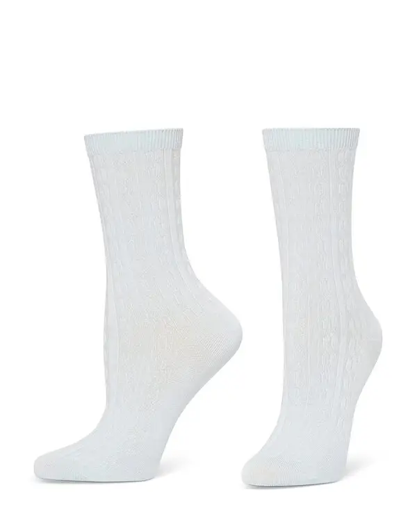Hue Cable Crew Socks - Cerulean