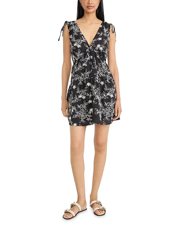 THE GOOD JOURNEY Embroidered V-neck Mini Dress