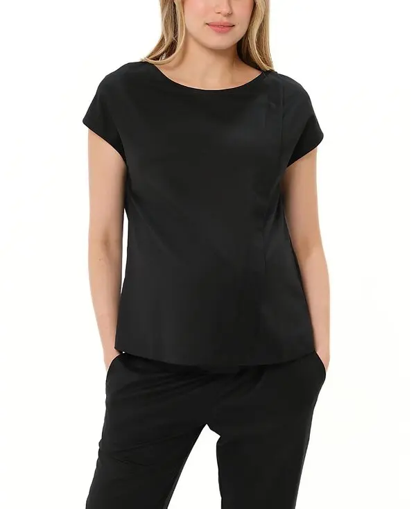 MARION Concealed Zip Satin Maternity Top