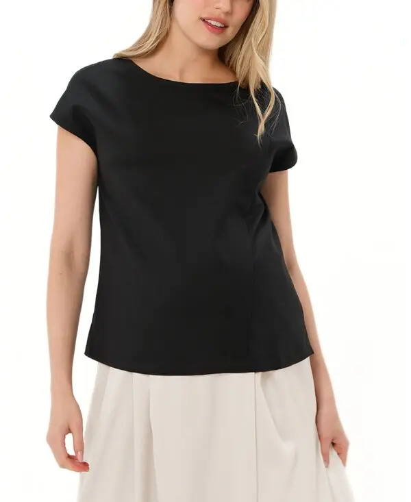 MARION Concealed Zip Satin Maternity Top