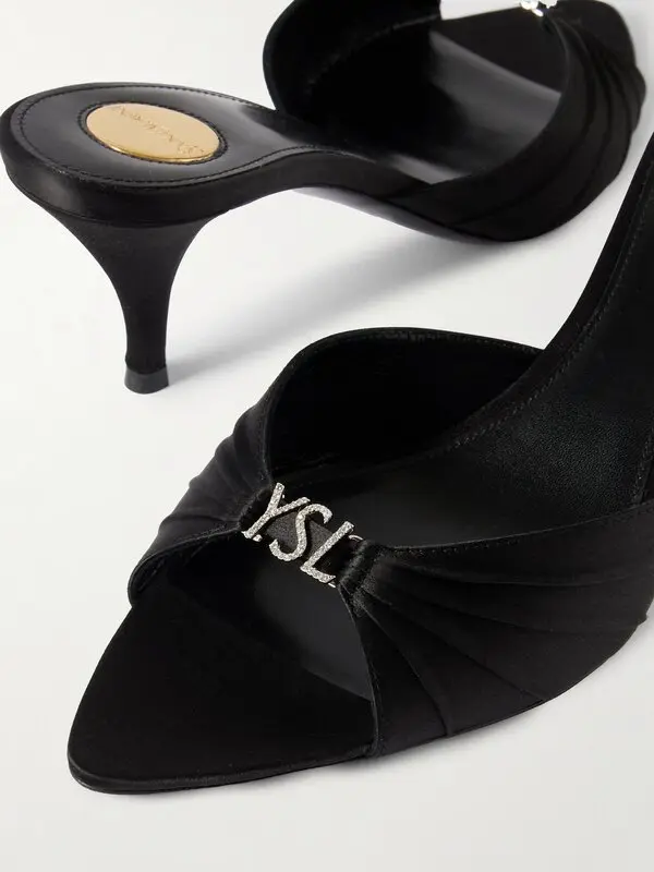 Saint Laurent Jerry 60 Embellished Satin Mules