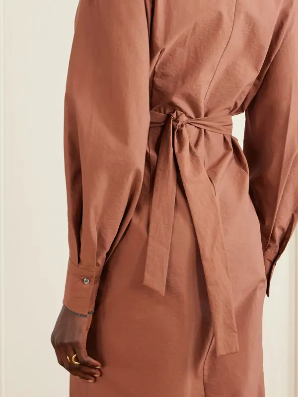 Brunello Cucinelli Embellished Cotton-blend Midi Wrap Dress