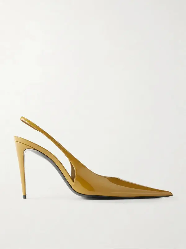 Saint Laurent Guermantes 95 Patent-leather Slingback Pumps - Green
