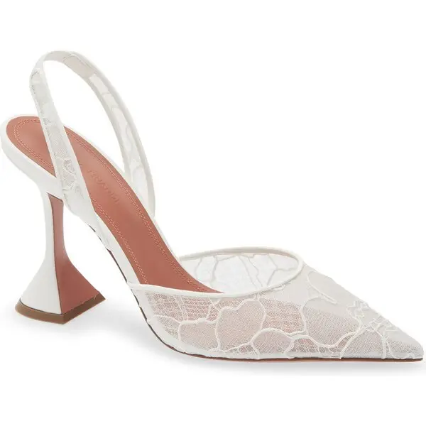 Amina Muaddi Holli Lace Slingback Pumps