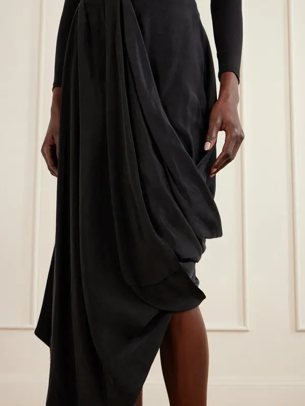 MAISON MARGIELA Asymmetric Gathered Satin Midi Skirt