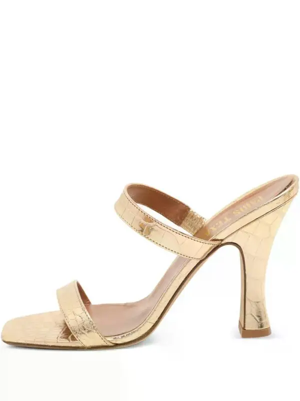 Paris Texas Croc-embossed Leather Block Heel Sandals