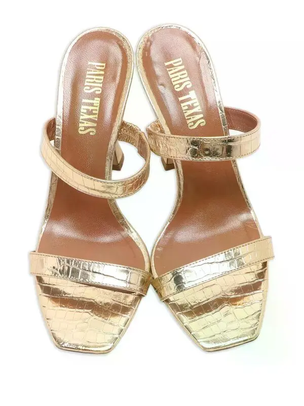 Paris Texas Croc-embossed Leather Block Heel Sandals