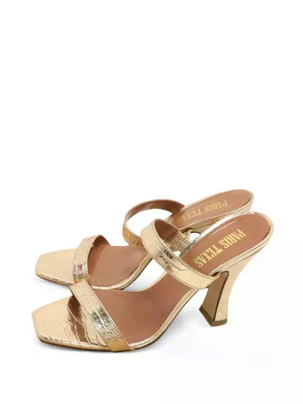 Paris Texas Croc-embossed Leather Block Heel Sandals