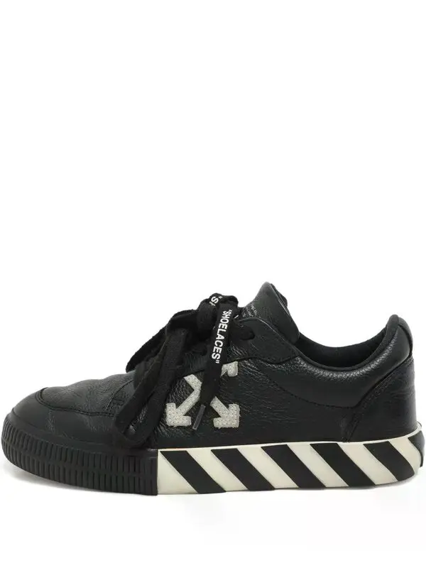 Off-White Leather Lace-up Sneakers With Striped Sole