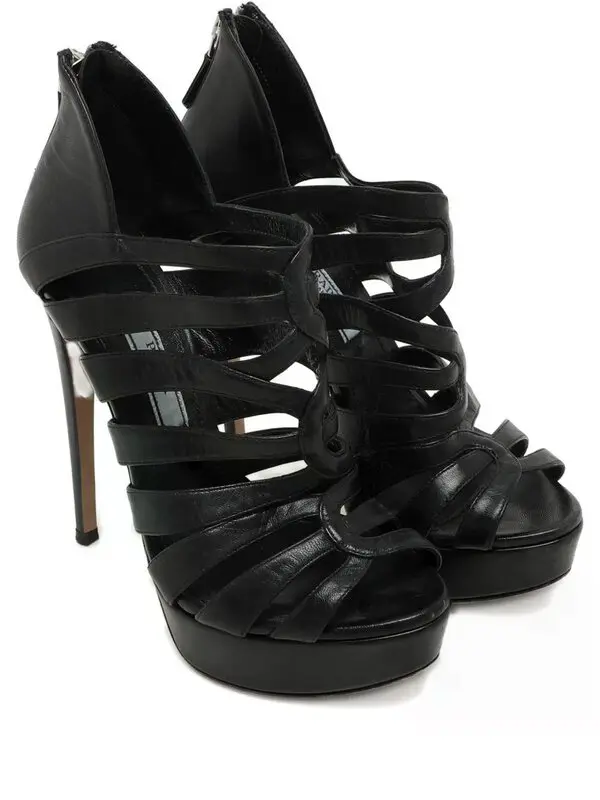 Prada Calf Leather Caged Platform Sandals