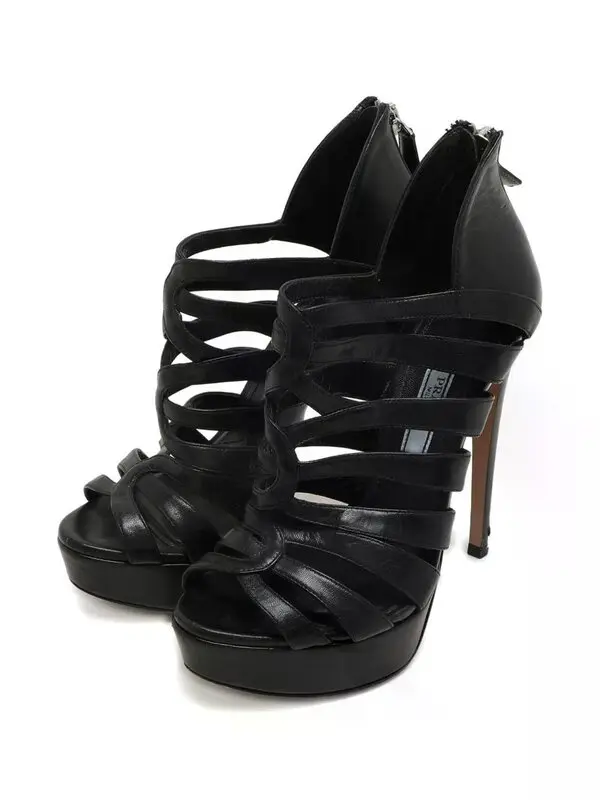 Prada Calf Leather Caged Platform Sandals
