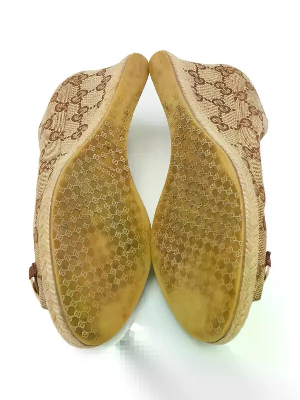Gucci Gg Canvas Espadrille Wedge Pumps
