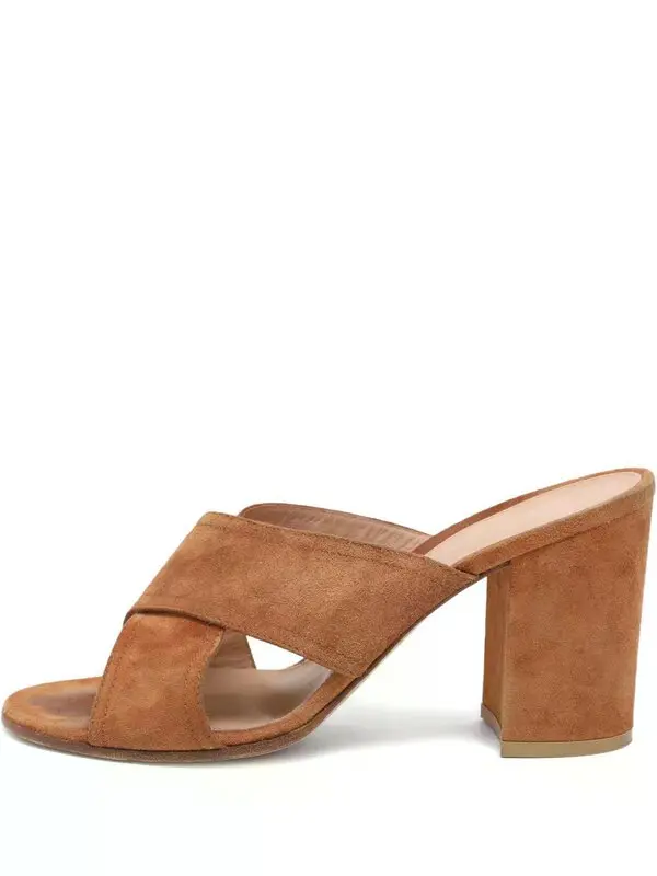 GIANVITO ROSSI Suede Crossover Block Heel Sandals