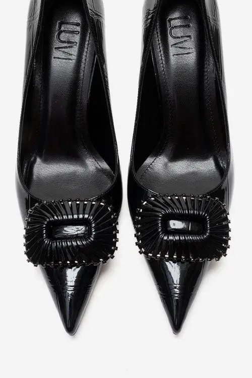 PROLOGUE SHOES Rebel Stiletto Pumps - Black Print