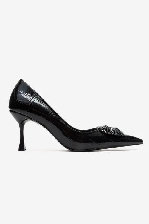PROLOGUE SHOES Rebel Stiletto Pumps - Black Print