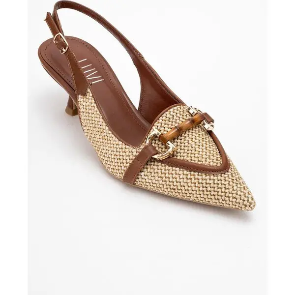 PROLOGUE SHOES Osca Pointed Toe Buckled Slingback Pump - Cognac