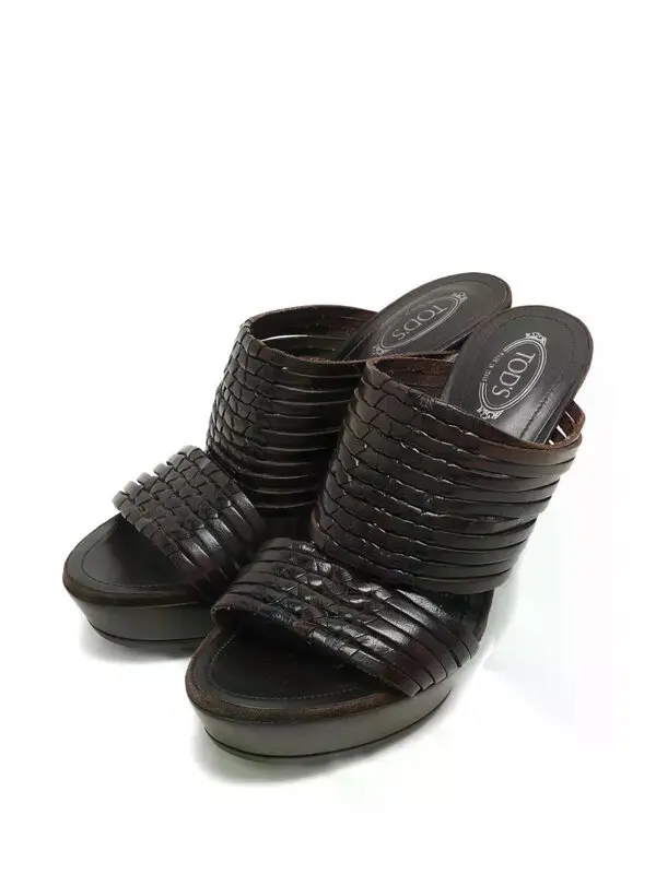 TOD'S Leather Block Heel Sandals