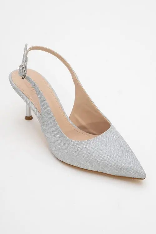 PROLOGUE SHOES Caisa Slingback Pointed Toe Pump - Silver