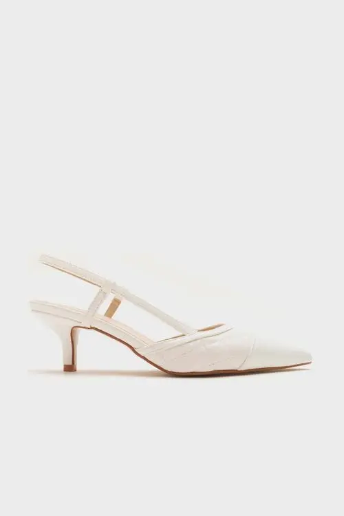 PROLOGUE SHOES Pointed Toe Slingback Pumps - White
