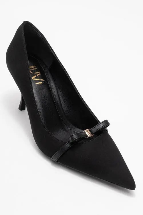 PROLOGUE SHOES Annie Bow Pointed Toe Pump - Black