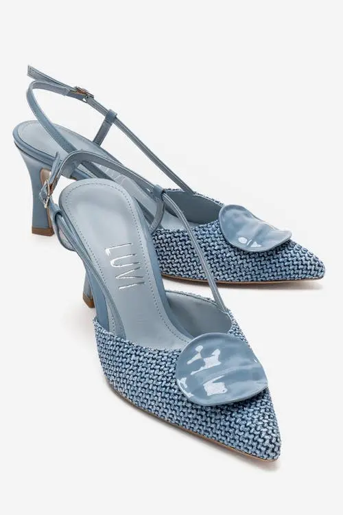 PROLOGUE SHOES Levia Woven Slingback Pumps - Blue