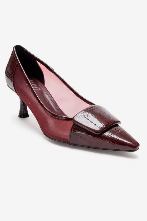 PROLOGUE SHOES Ola Stiletto Pump - Burgundy Patent