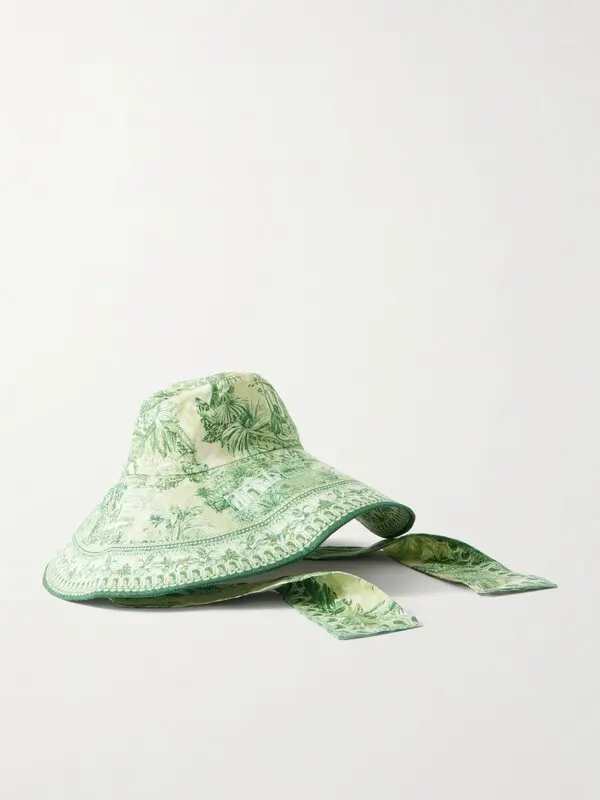 ALEMAIS Sara Printed Linen Sunhat - Green