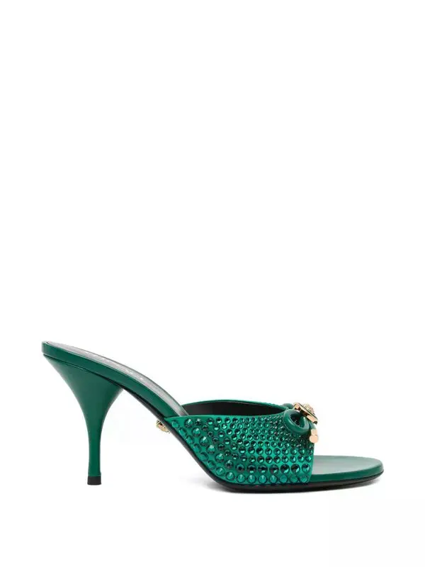 Versace Opera Sandals With Crystal Embellishments And Medusa Hardware - Green