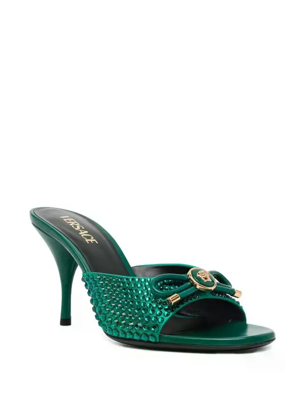 Versace Opera Sandals With Crystal Embellishments And Medusa Hardware - Green
