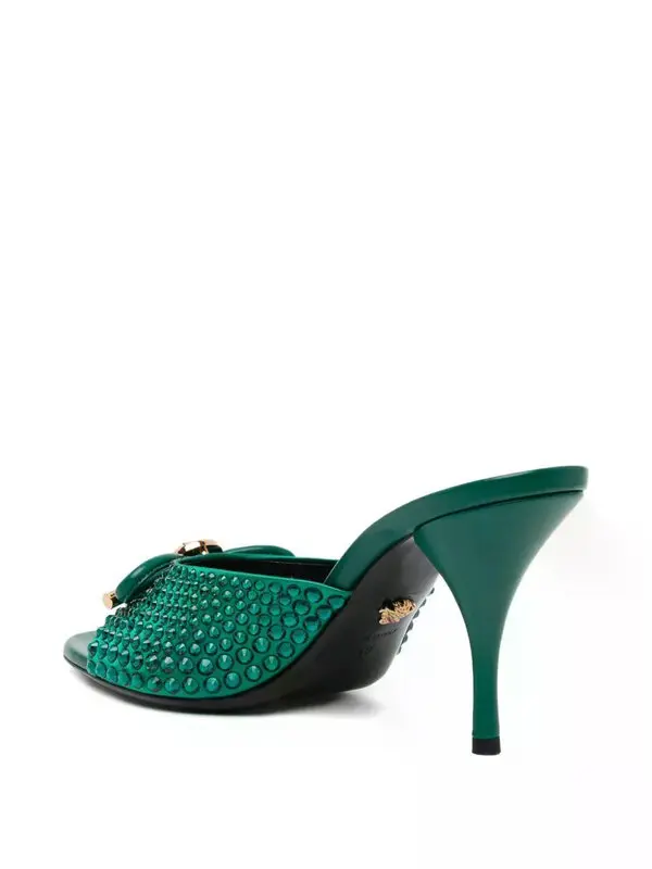 Versace Opera Sandals With Crystal Embellishments And Medusa Hardware - Green
