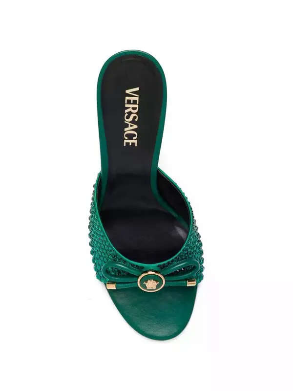 Versace Opera Sandals With Crystal Embellishments And Medusa Hardware - Green