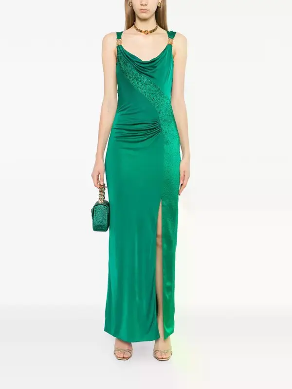 Versace Draped Gown With Medusa Hardware