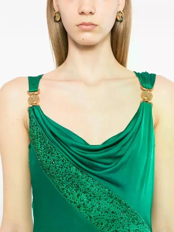 Versace Draped Gown With Medusa Hardware