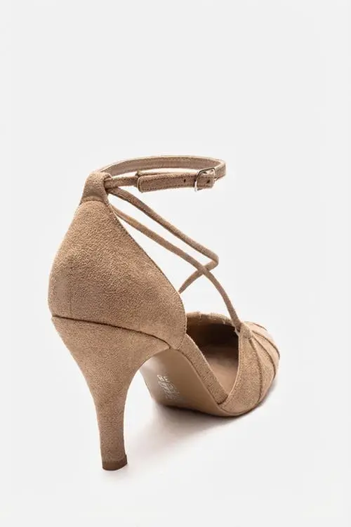 PROLOGUE SHOES Eliza Stiletto Pump - Beige Suede