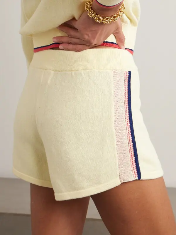 Guest In Residence Runner Striped Cotton And Cashmere-blend Shorts - Yellow